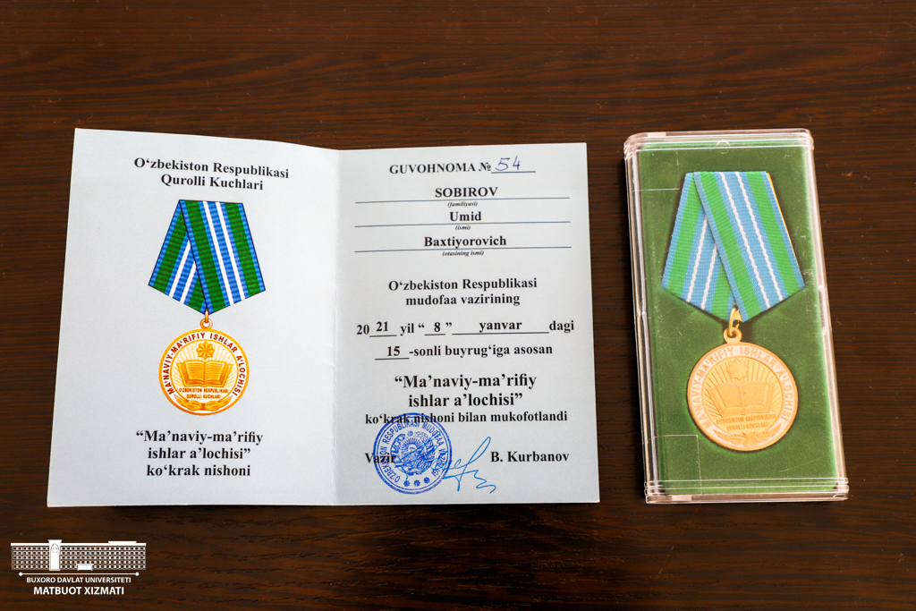 BUXORO DAVLAT UNIVERSITETI KATTA O’QITUVCHISI MUDOFAA VAZIRLIGI ...